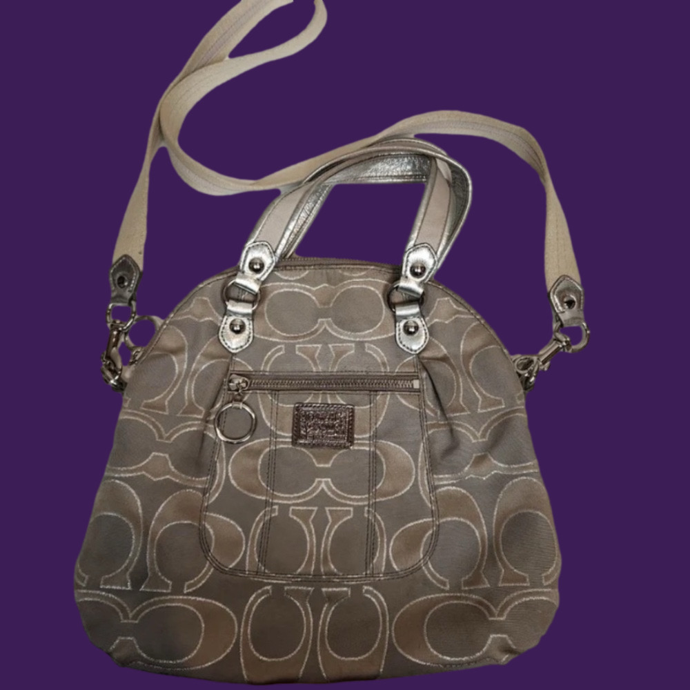 Coach Poppy Signature Metallic Satchel/Crossbody - Gem